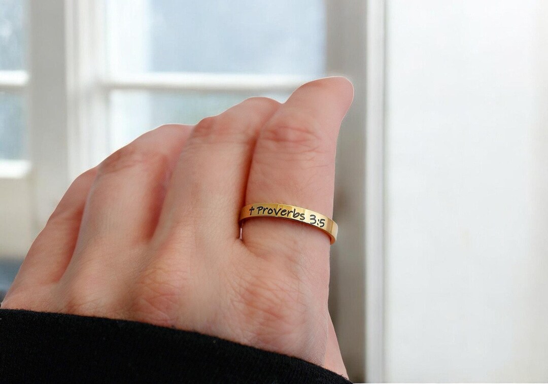 Custom Bible Verse Ring, Scripture Ring, Cross Ring, Christian Gift ...
