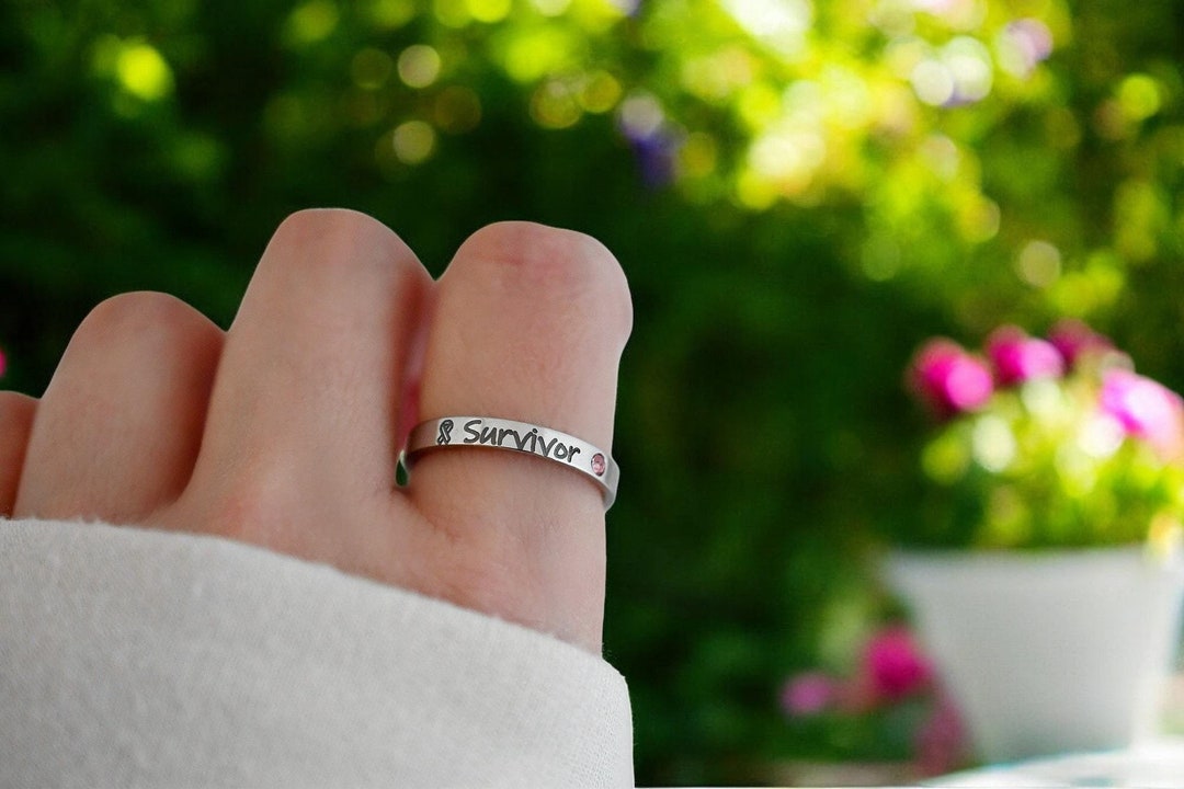 Survivor Ring, Stacking Ring, Breast Cancer Survivor, Ribbon, Pink ...