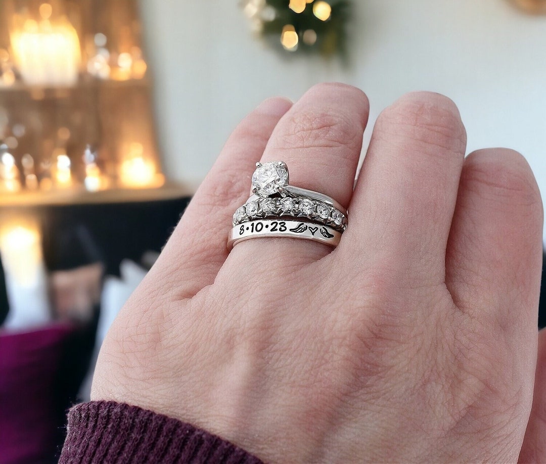 Sterling Silver Memorial Ring - Date Memorial Jewelry - Stacking Ring ...