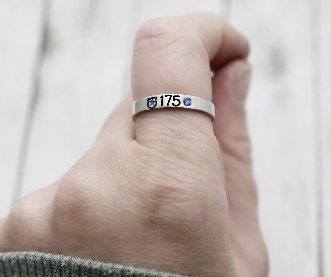 Police Officer Ring Stacking Badge Number Mrs. Police - Etsy