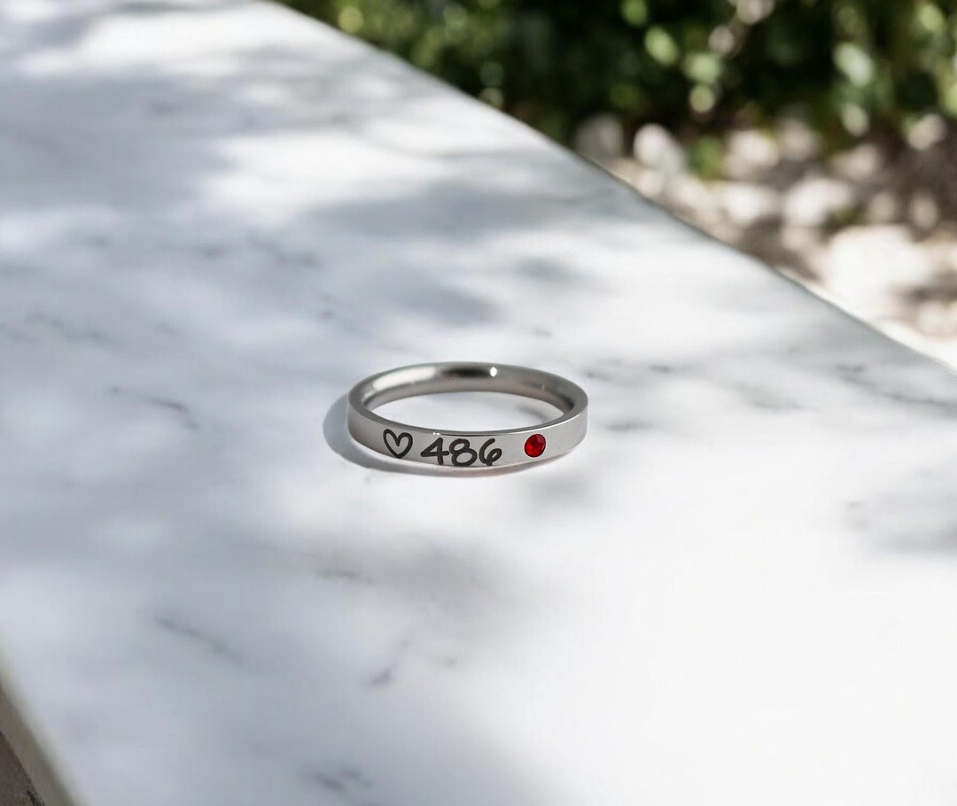 Firefighter - Stacking Ring - Badge Number - Wife - Thin Red Line ...