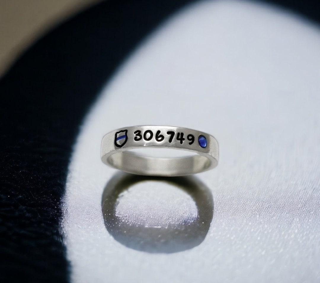 Police Wife Ring, Police Officer Ring, Thin Blue Line, Custom Badge ...