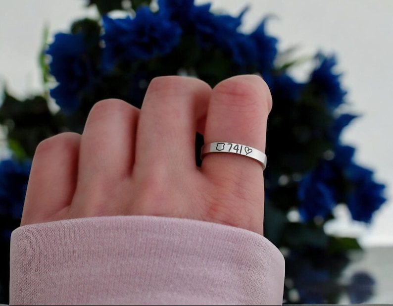 Police Officer Ring - Stacking - Badge Number - Mrs. - Police Wife ...