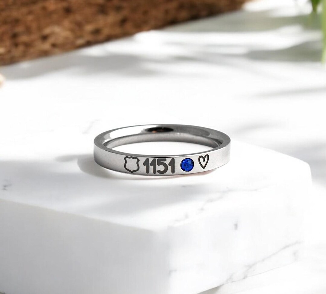 Police Officer Ring - Stacking - Badge Number - Mrs. - Police Wife ...