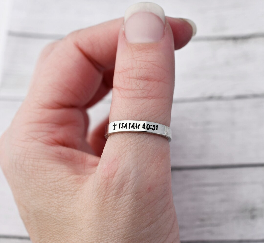 Scripture Ring Bible Verse Ring Stacking Ring Silver Christian Ring ...