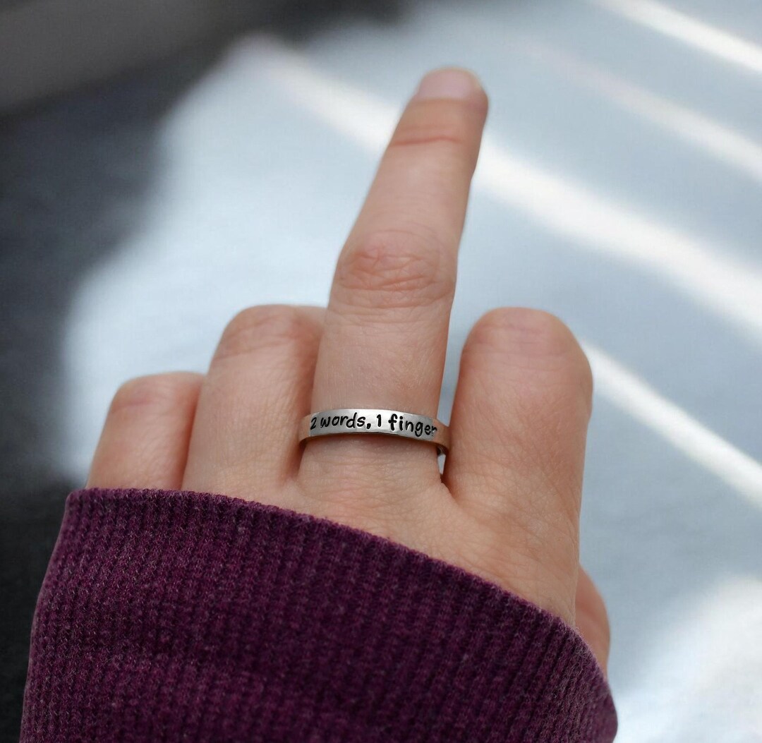 Fuck You Ring, Fuck Off, 2 Words 1 Finger, Middle Finger Ring, Fuck It Jewelry, Curse Word Ring ...