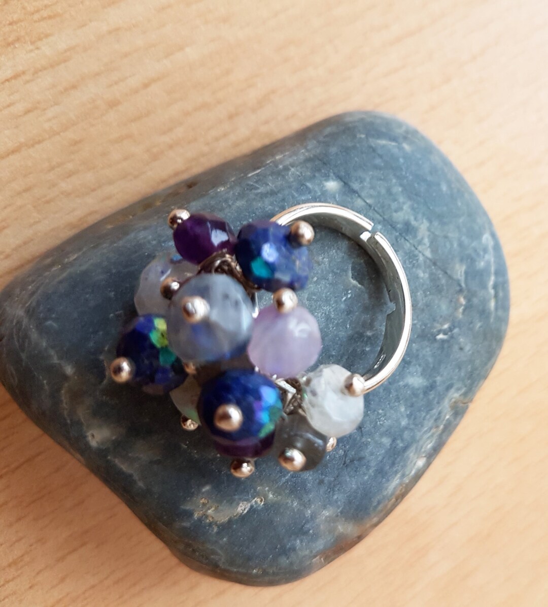 Rainbow Quartz Sterling Silver Expandable Ring - Etsy UK