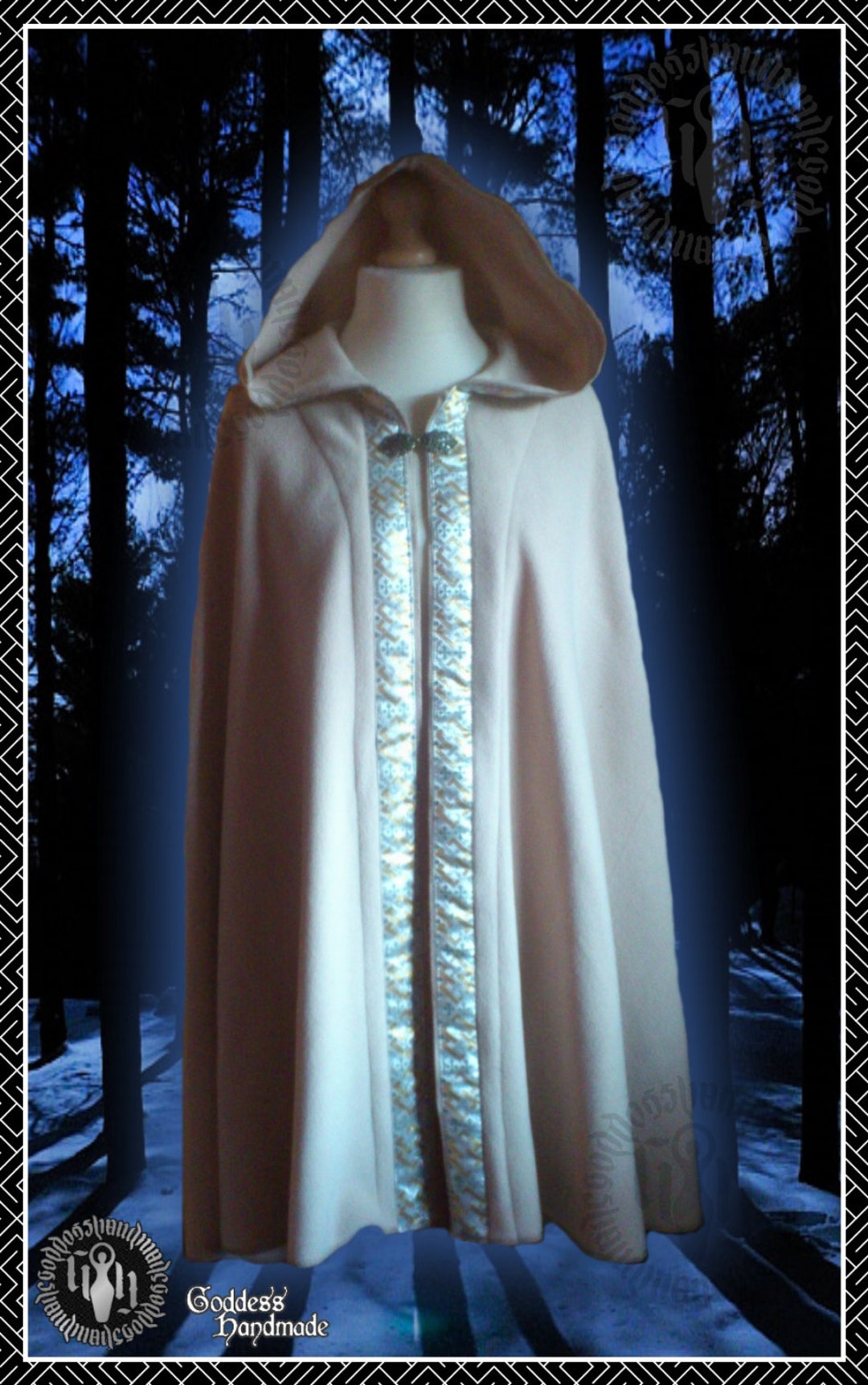 Short Cape, Cloak, Polar Fleece, Rounded Hood, With Braid, Hand Fasting ...