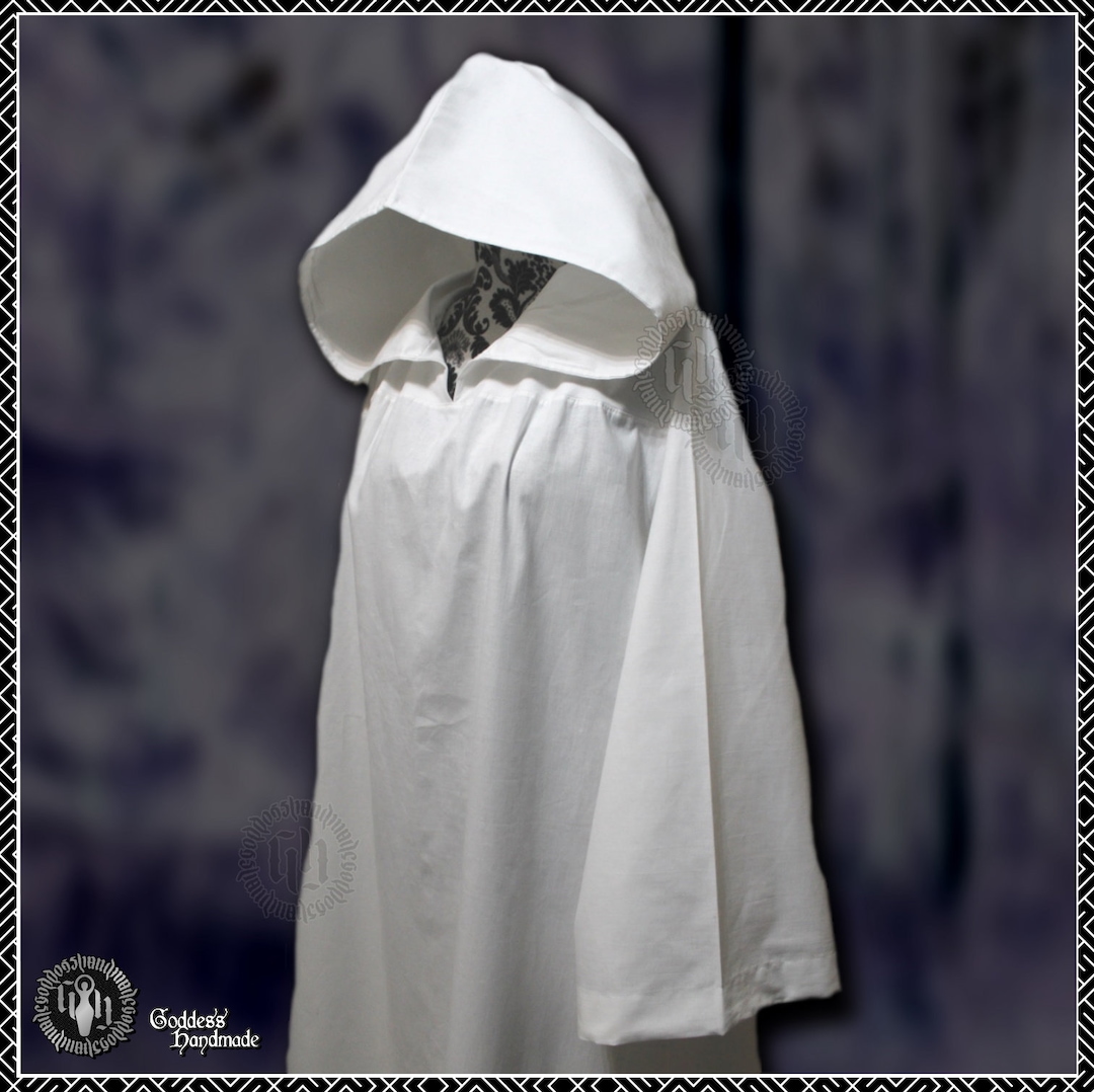 Hooded Ritual Robes, Surplice, Hooded Alb, Tau Robe, Cotton Fabric ...