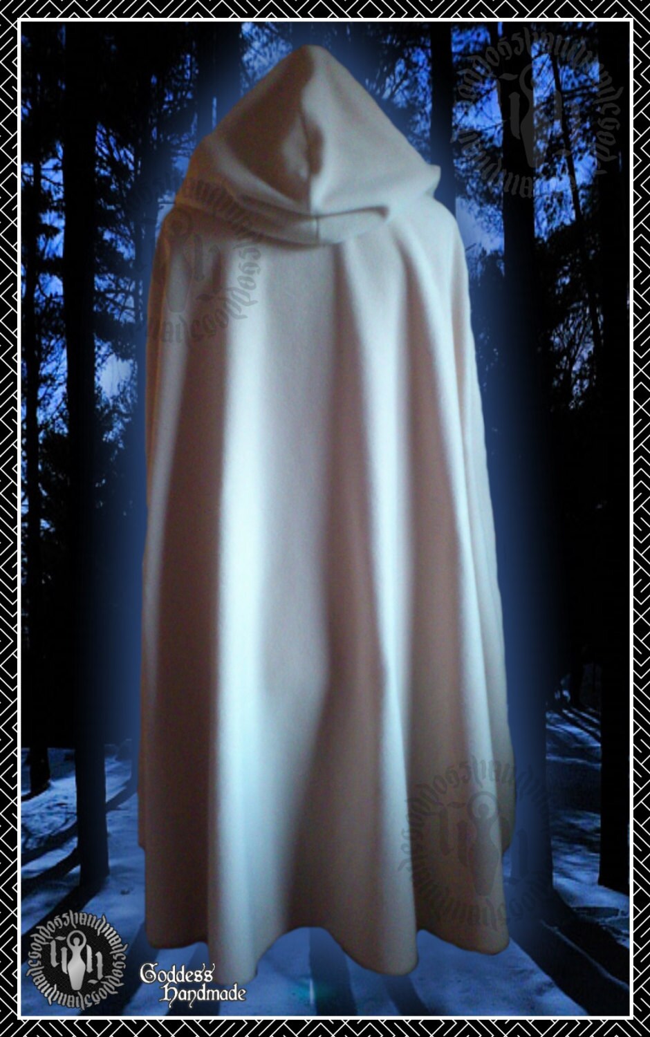 Short Cape, Cloak, Polar Fleece, Rounded Hood, With Braid, Hand Fasting ...