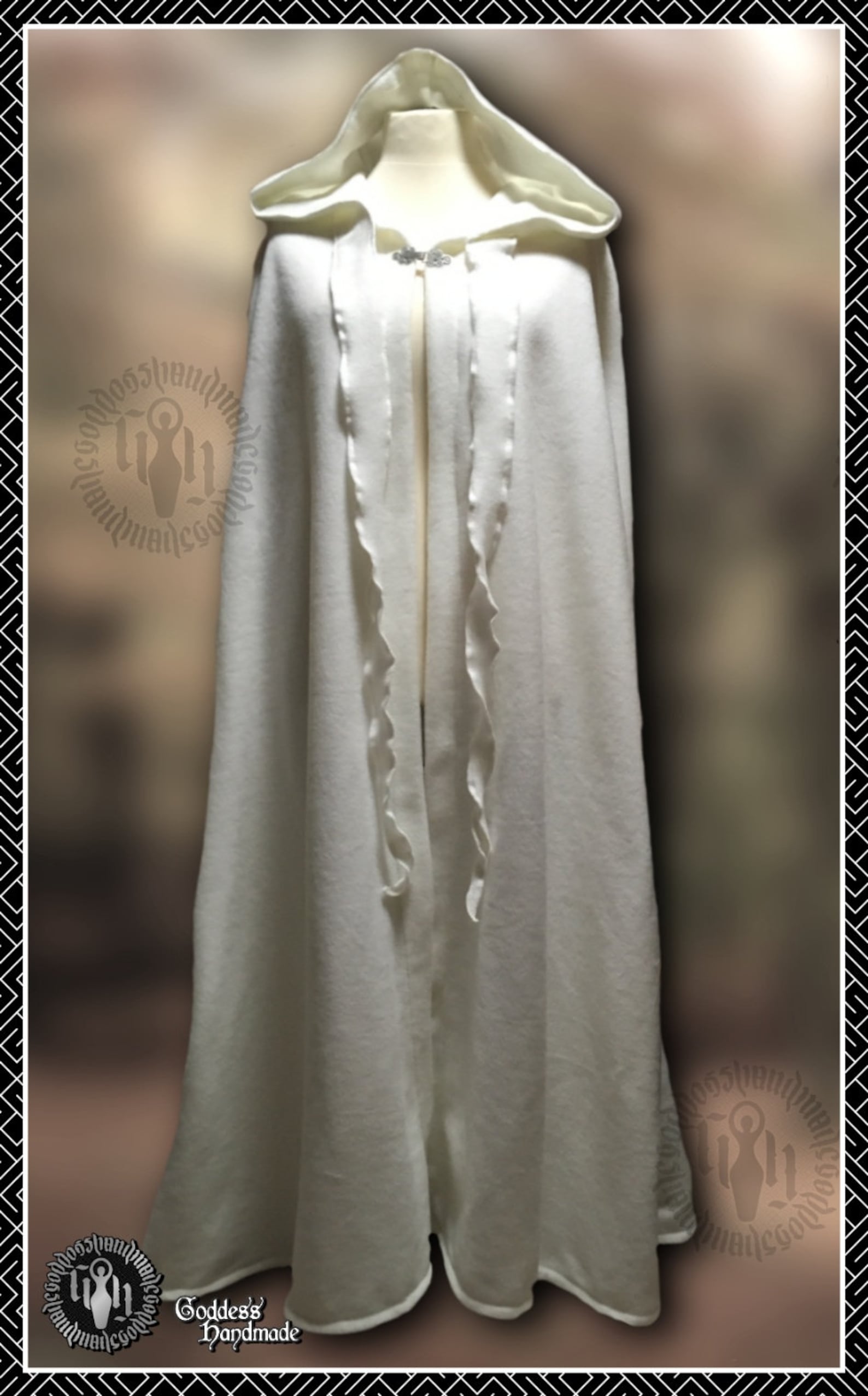 Polar Fleece Ritual Cloak, Pagan Tendril Cape, Handfasting Hooded Robe ...