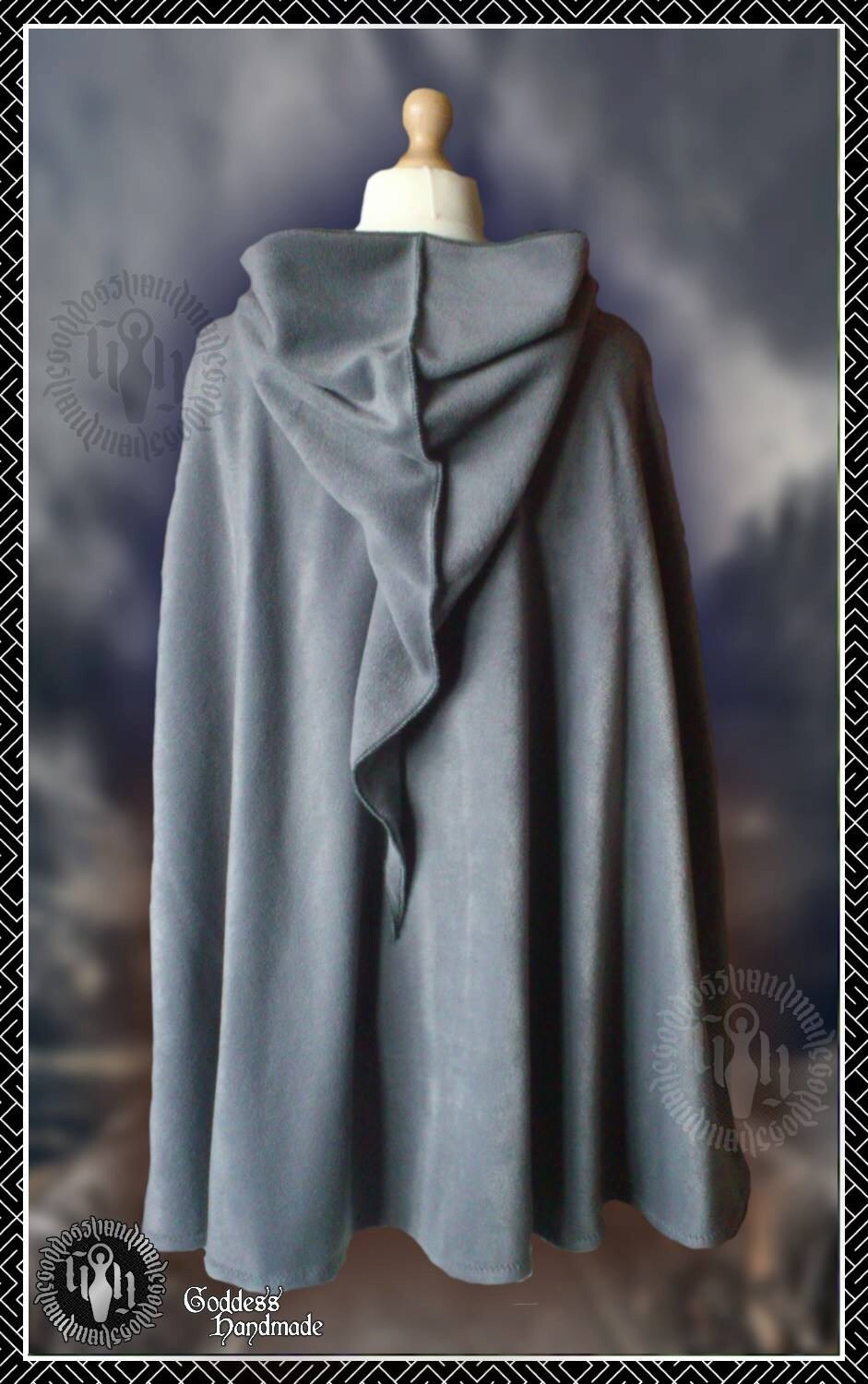Short Cape, Cloak, Wrap, Pixie Hood, Polar Fleece, Pagan, Renaissance ...