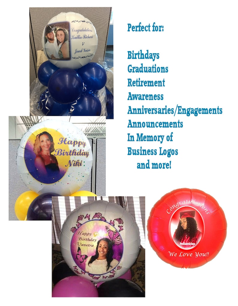 Custom Memorial Picture Foil Balloons With Your Personalized - Etsy