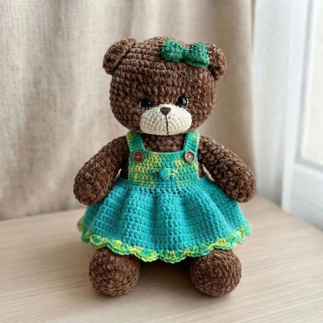 Crochet Teddy Bear Dress Pattern, Amigurumi Doll Clothes (PDF Download ...