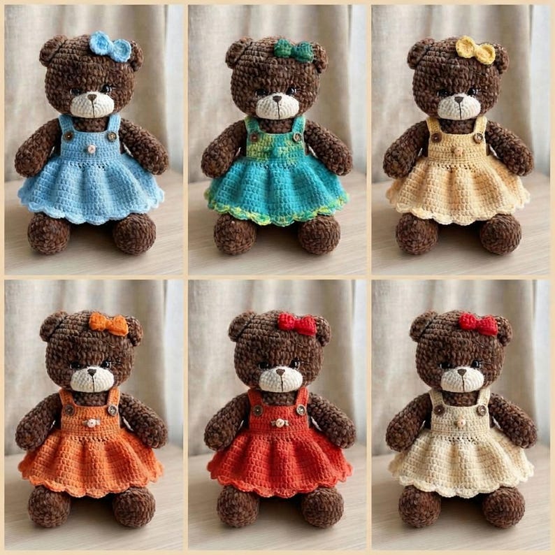 Crochet Teddy Bear Dress Pattern, Amigurumi Doll Clothes (PDF Download ...