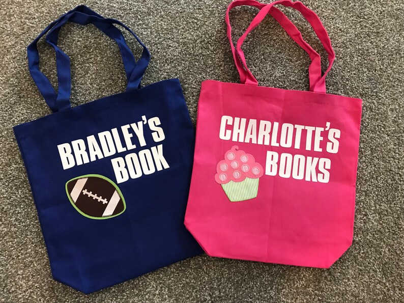 Kids book bag children's book bag library book tote | Etsy