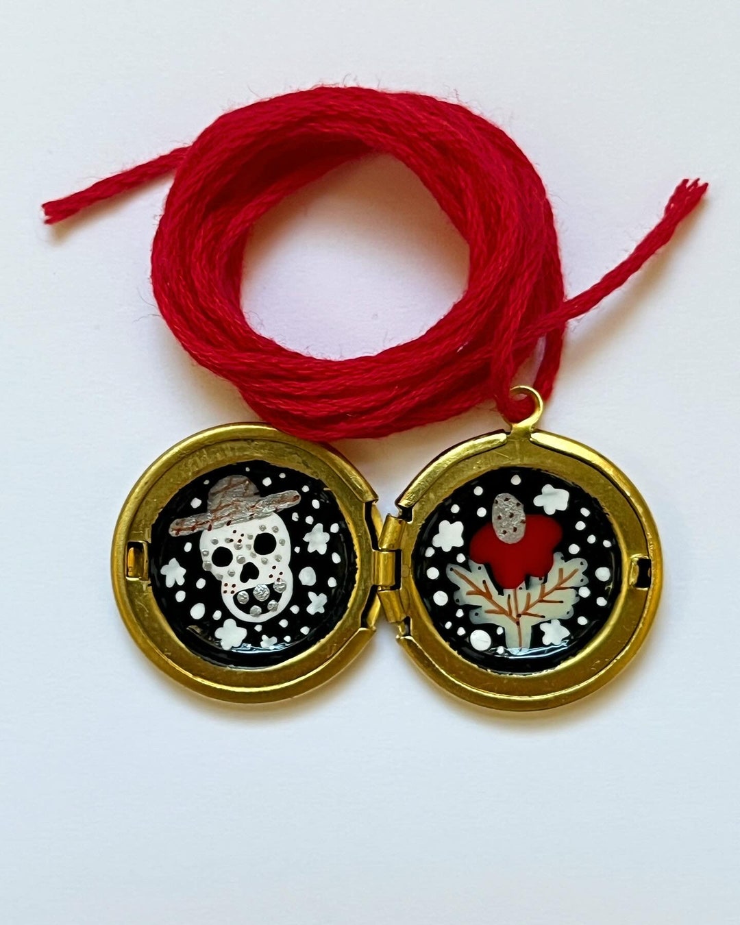 Sugar Skull Gardener Hand Painted Brass Locket - Etsy