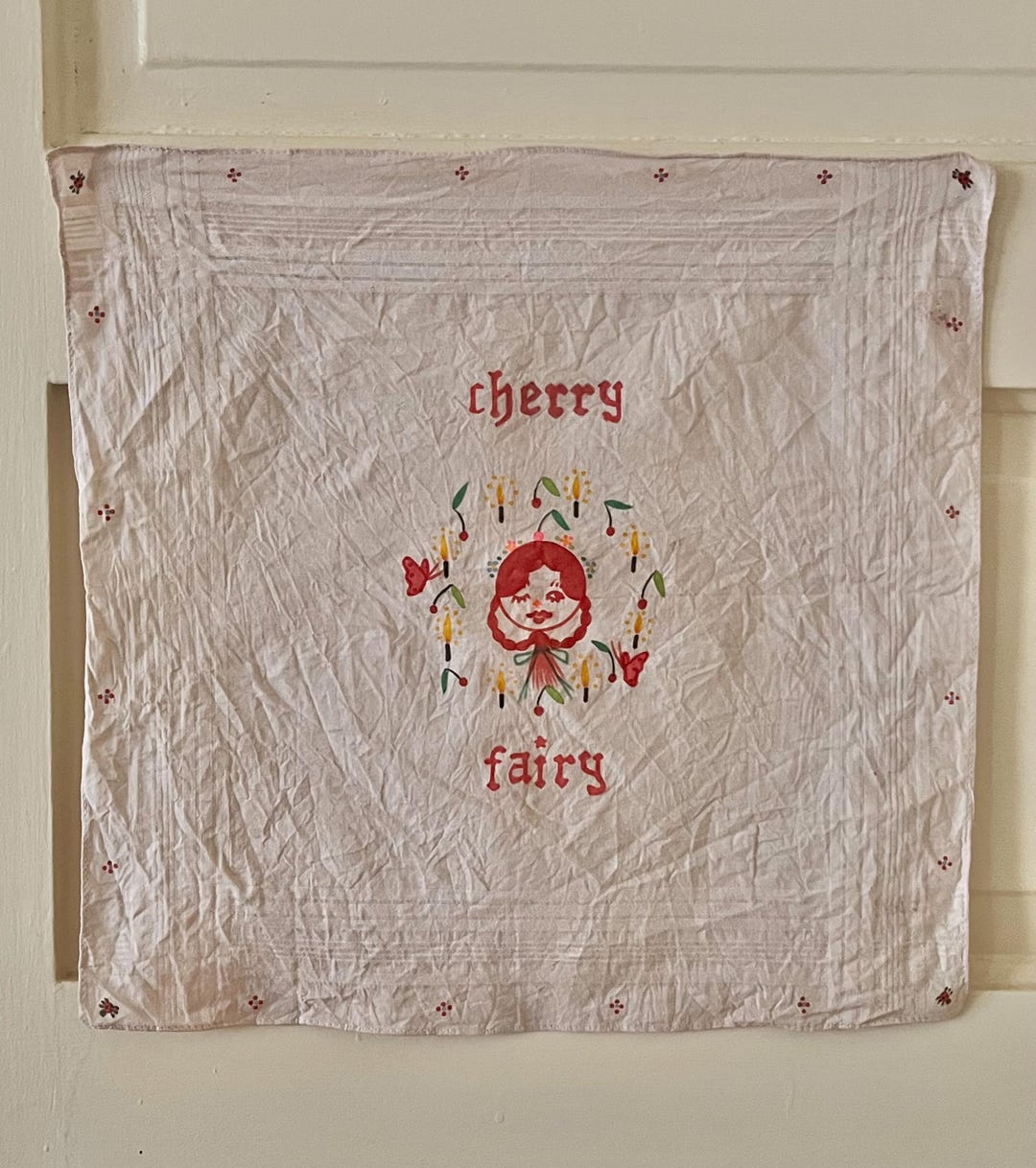 Cherry Fairy Plant Dyed Pink Hand Drawn Handkerchief - Etsy