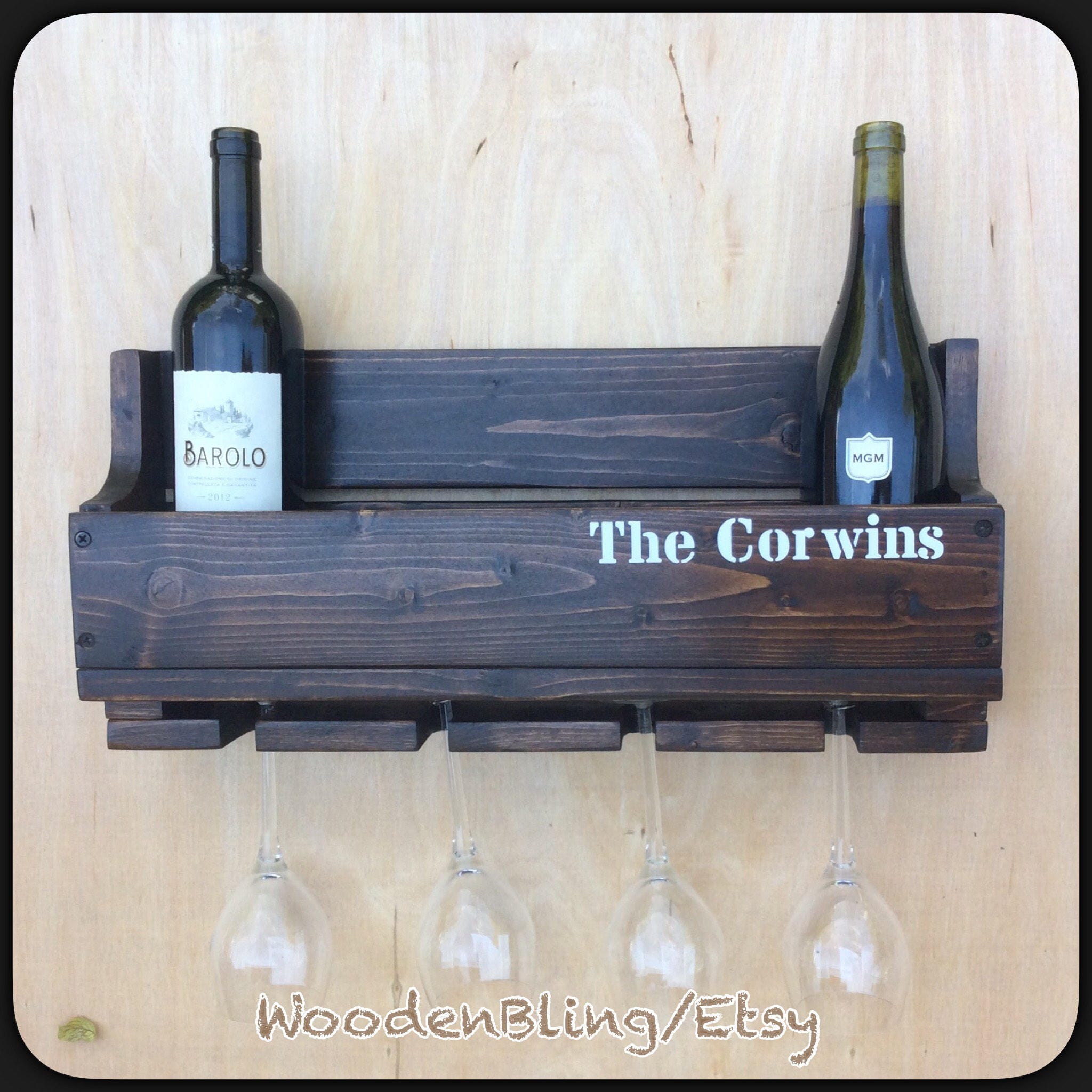 Wine Rack Personalized Engagement Gift Wall Hanging | Etsy
