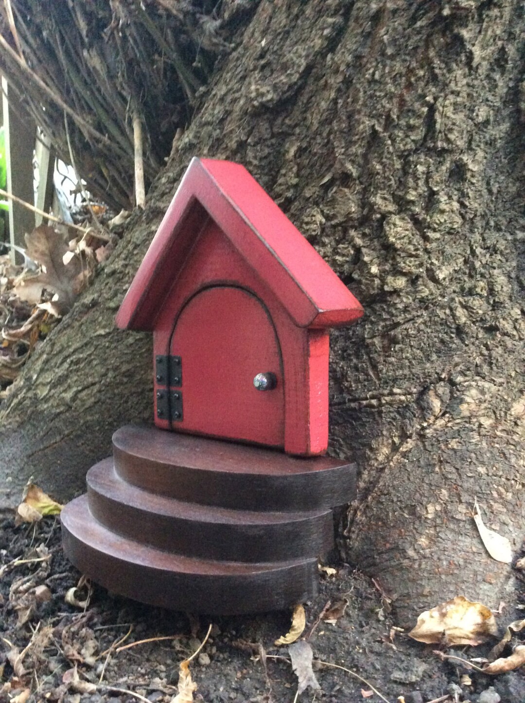 Red Gnome Door, Hobbit Door, Fairy Door, Troll Door, Handmade, Fairy ...