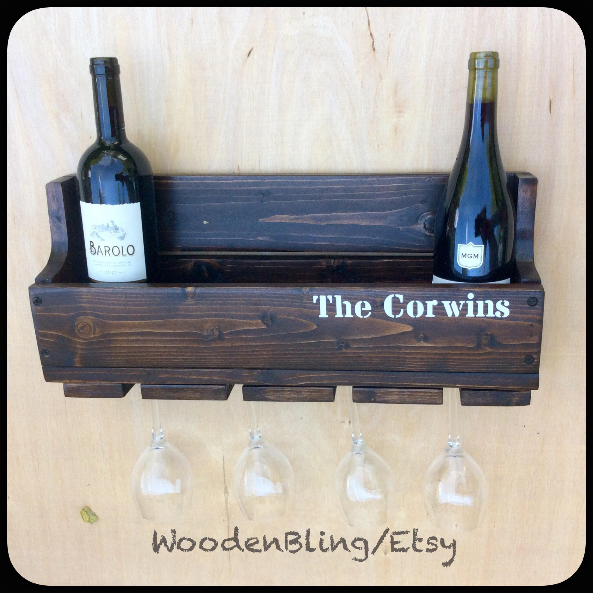Wine Rack Personalized Engagement Gift Wall Hanging | Etsy
