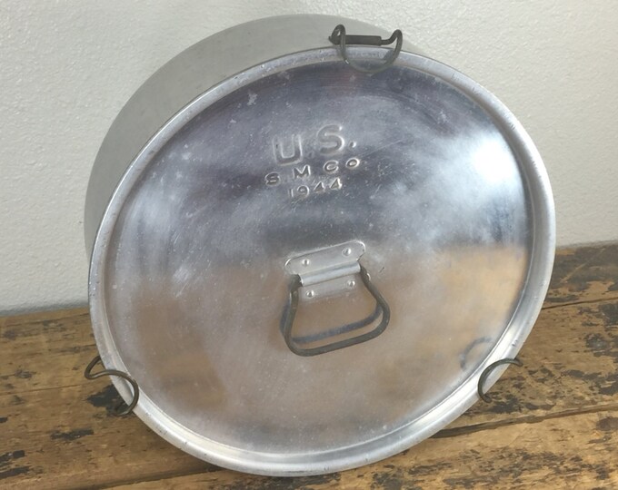 1944 US Army Aluminum Cook Pot / Pan With Lid Military S.m.co. Vintage ...