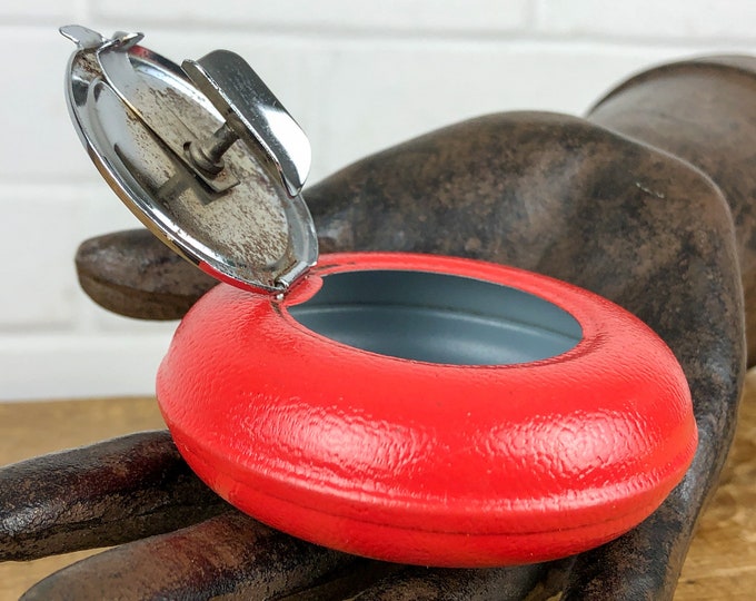 Vintage Red Metal Pocket Ashtray, Portable Ashtray 60s 70s Portable ...