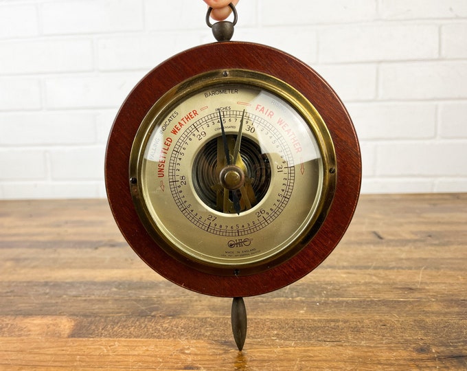 Vintage Wood Barometer With Brass by Ohio Company Made in England ...