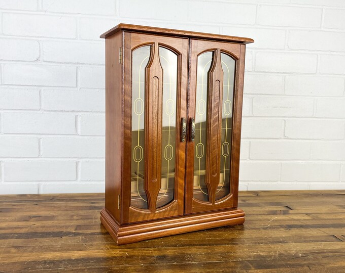 Wood Jewelry Box With Doors Authentic Vintage Tall Jewelry Cabinet for ...