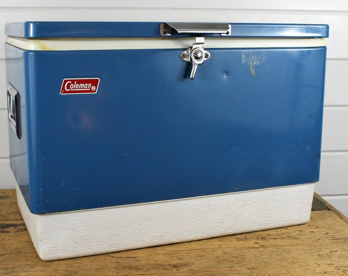 Large Vintage Metal Blue Coleman Cooler Ice Chest Picnic Chest - Etsy