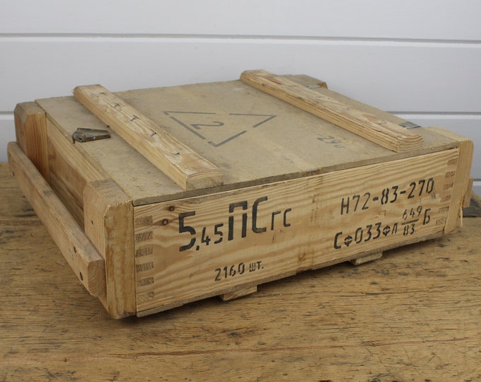 Vintage Wooden Russian Ammo Crate Ammunition Box Wood Storage Box ...
