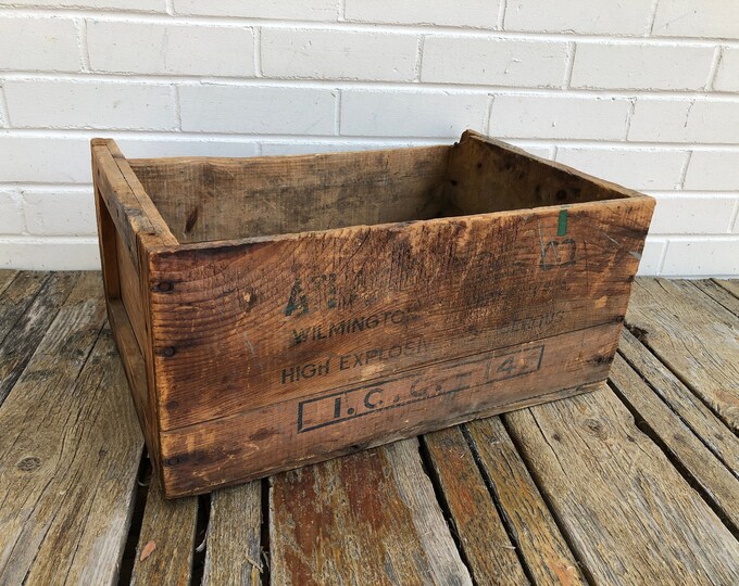 Vintage Atlas Wood Explosives Crate Powder Wooden Crate Box Old ...