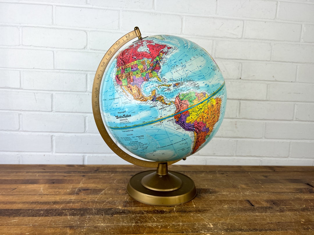 Vintage Replogle 12 Inch World Globe With Stand Authentic Vintage ...