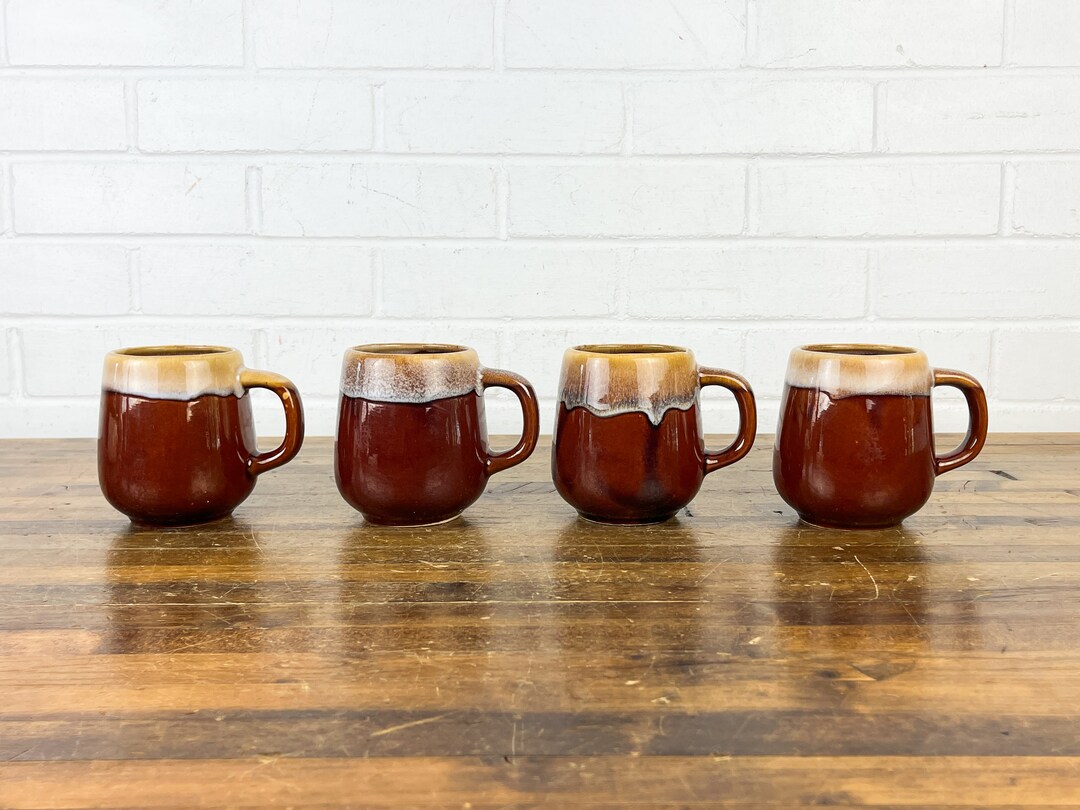 Set of 4 Vintage Coffee Mugs Brown Dripware Coffee Shop Mug - Etsy