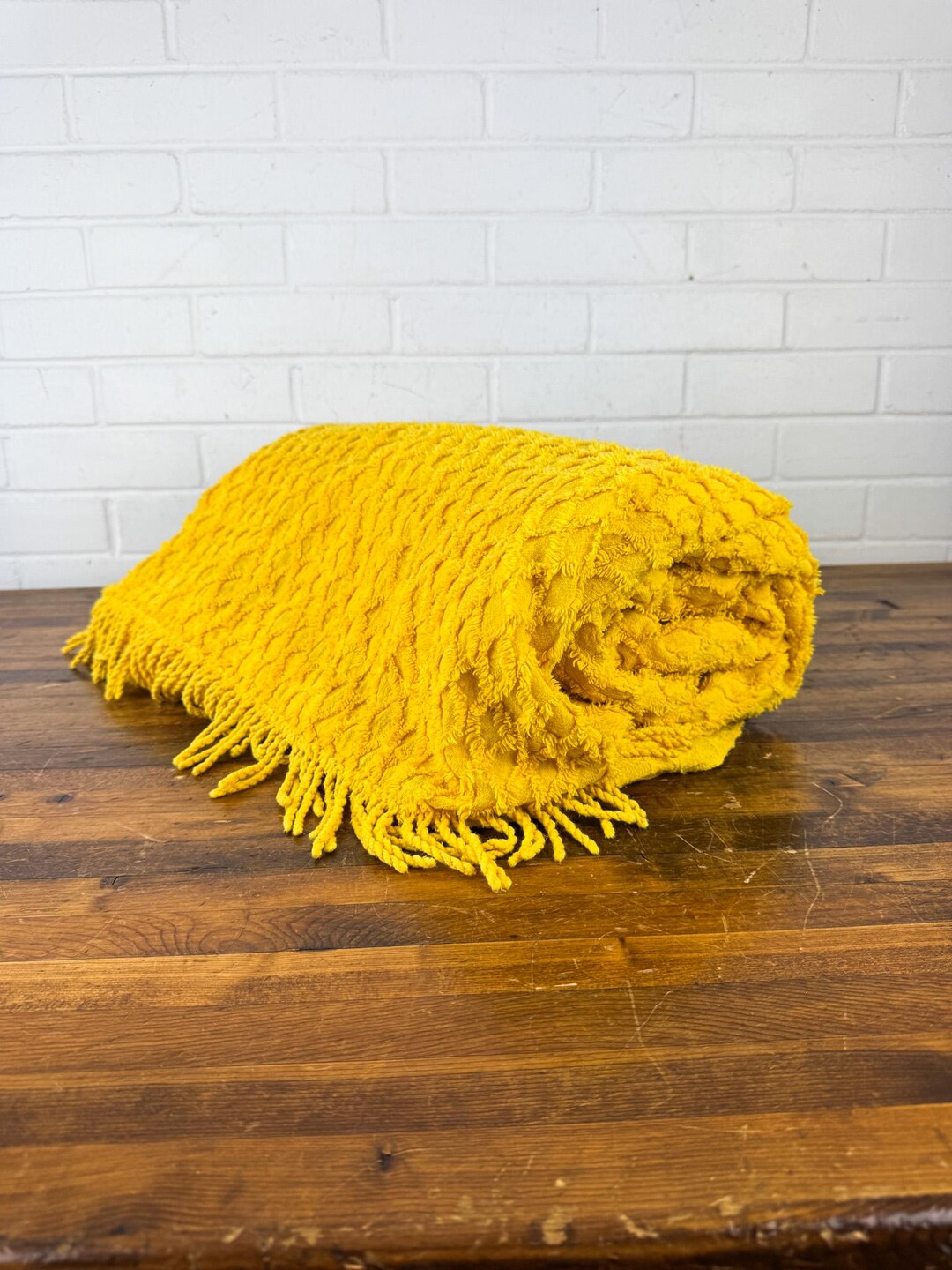 Vintage Yellow Chenille Coverlet Chenille Blanket Yellow Decor Chenille ...