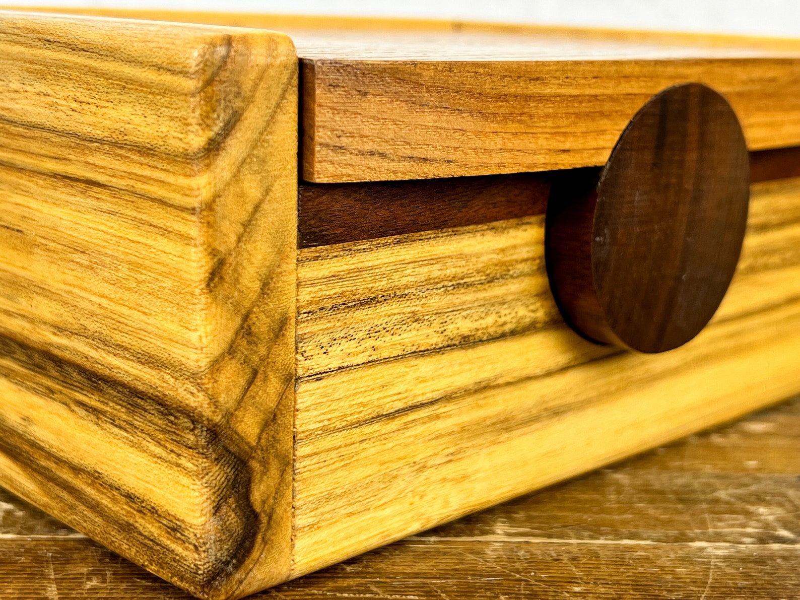 Vintage Handmade Wood Box With Lid Small Brown Wooden Rectangle Box ...