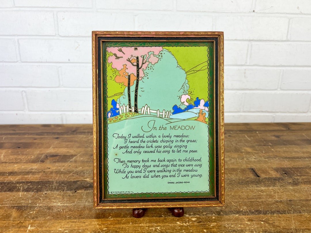 1920s Vintage in the Meadow Song Print in Frame From Carrie Jacobs-bond ...