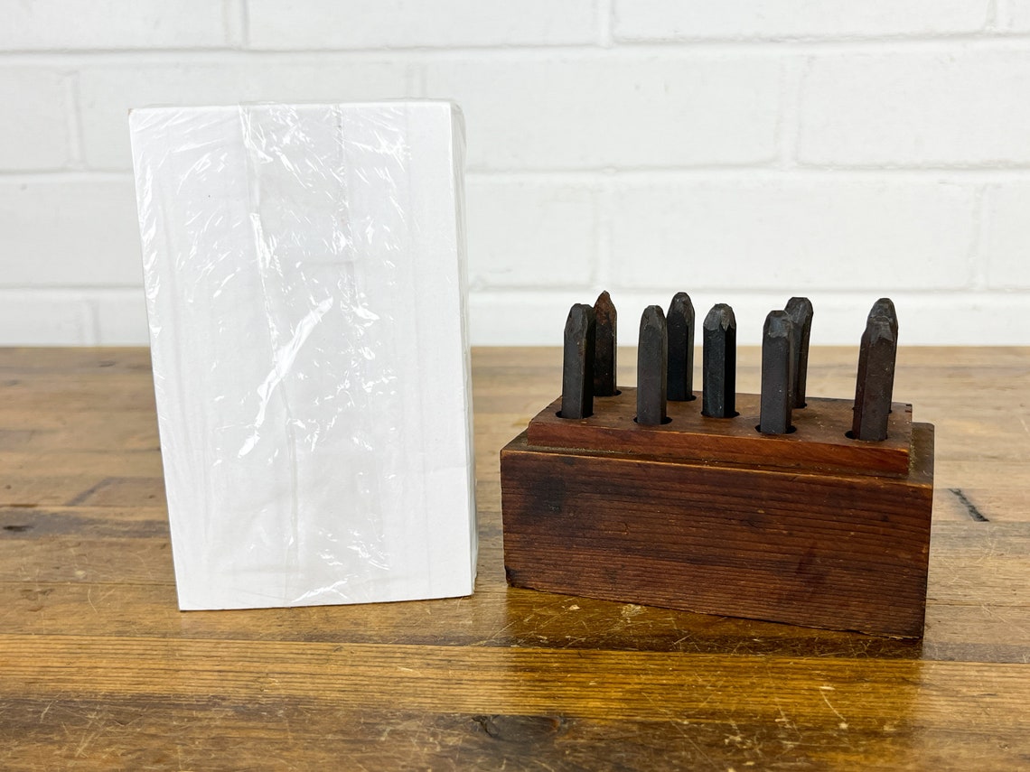 Vintage Steel Number Stamp Punches Figures With Wood Case Box - Etsy