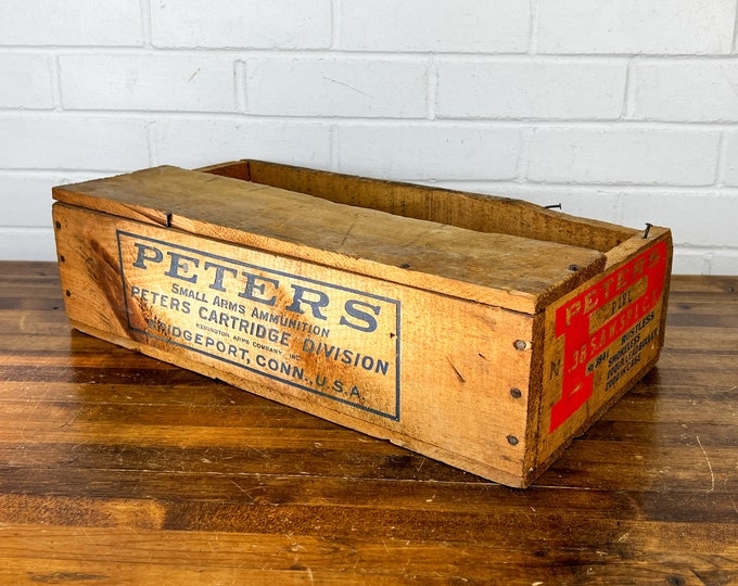 Antique Wooden Ammo Box Authentic Vintage Peters Small Arms Ammunition ...