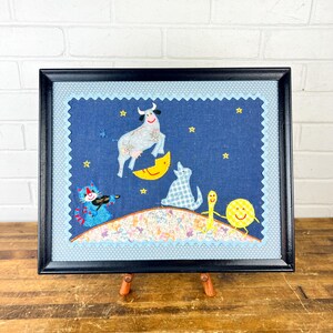 Vintage 1983 Hey Diddle Diddle Handmade Framed Nursery Rhyme Fabric ...