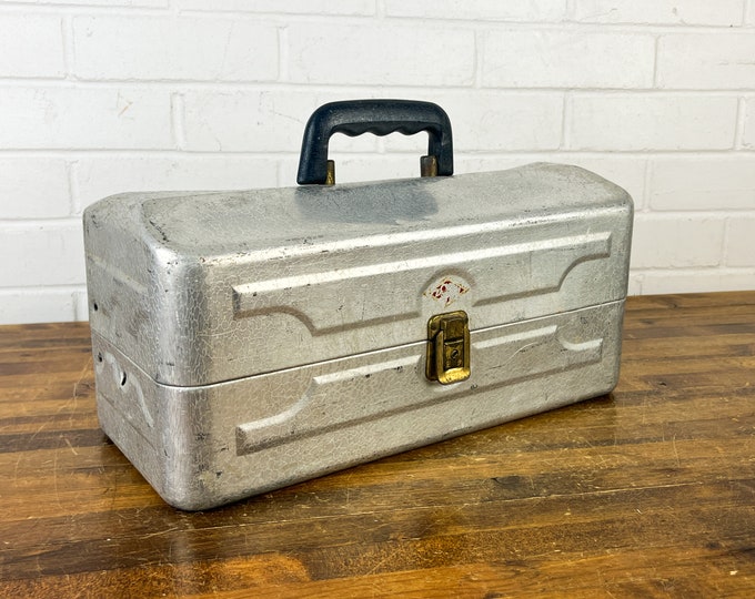 Vintage Silver Metal My Buddy Tackle Box Old Fishing Gear Metal Box ...