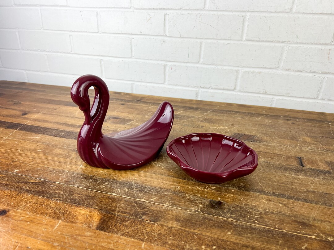 1980s Vintage Maroon Swan Pfaltzgraff Bathroom Hand Towel Holder and ...