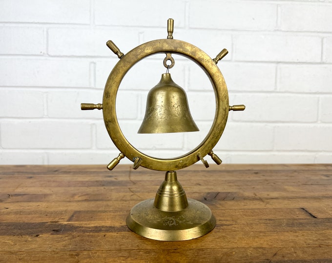 Ships Wheel Display Frame Vintage Brass Helm Shadow Box or Display ...