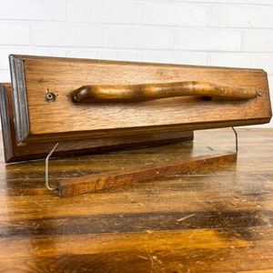 Vintage Wooden Butcher Paper Holder Paper Cutter for Rolls of Paper ...