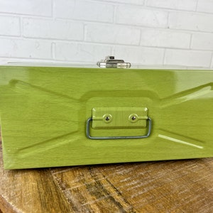 Vintage Industrial Green Faux Wood Metal File Box Storage Container ...