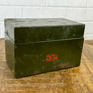 Distressed Vintage Weis Dark Green Metal Box Recipe Box for 3x5 Cards ...