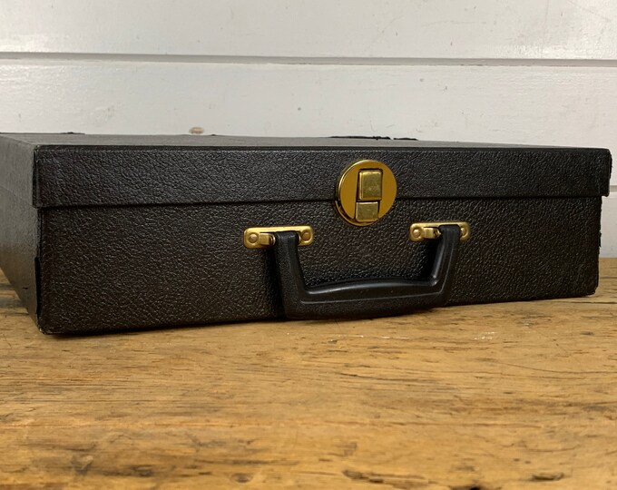 Black Travelers Trunk Box With Latches and Handle Storage Container ...