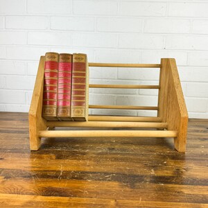Vintage Brown Wooden Book Stand Storage Rack Tabletop Book Stand Wooden ...