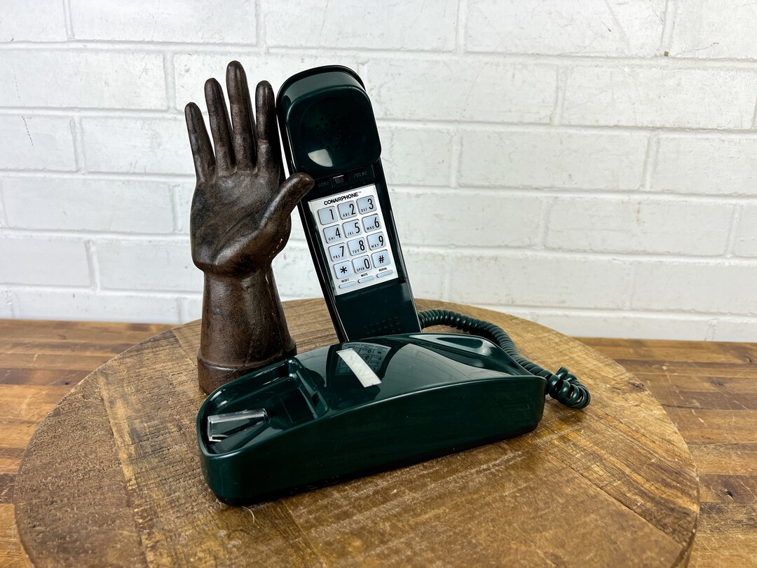 1990s Vintage Dark Green Telephone by Conair Retro Phone Telephone With ...