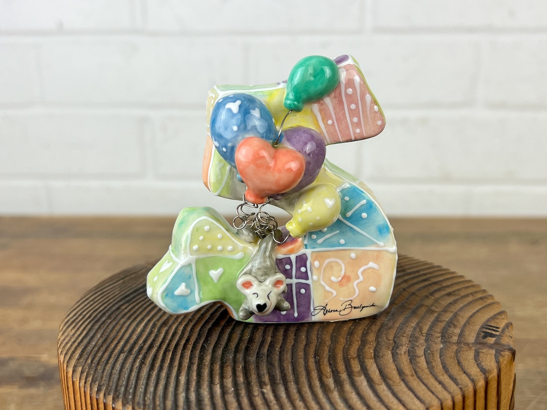 Vintage Kids Birthday Cake Topper for 5th Birthday Toddler Koko ...